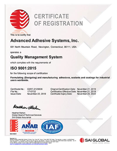 ISO Certified Adhesives Company | Advanced Adhesive Systems